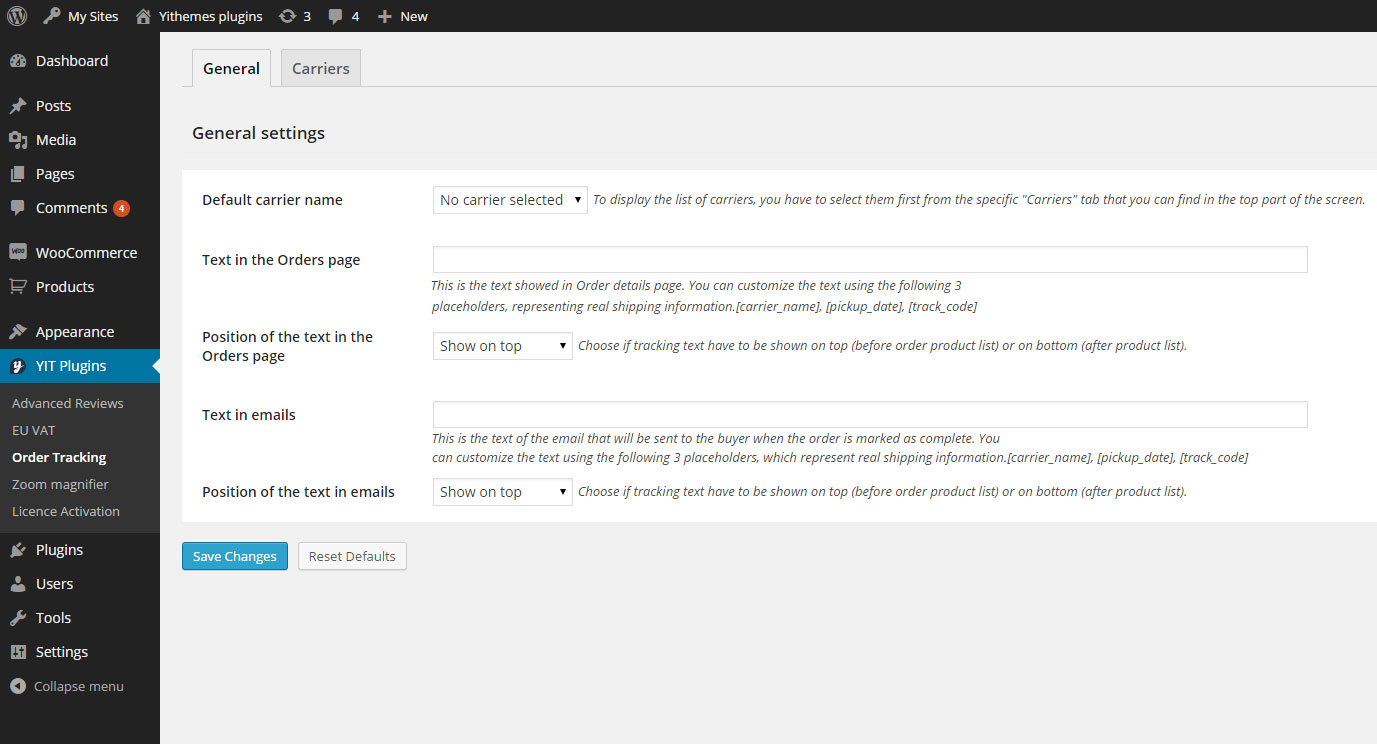 Yith Woocommerce Order Tracking