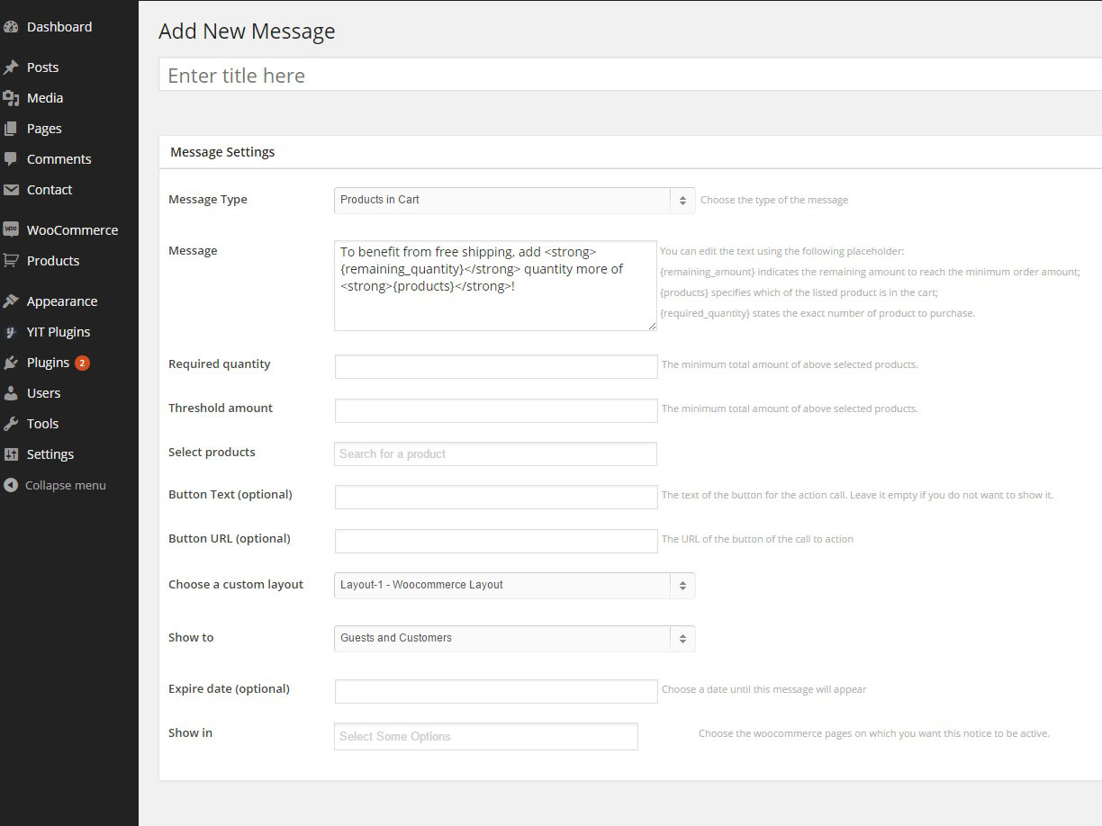 YITH WooCommerce Cart Messages
