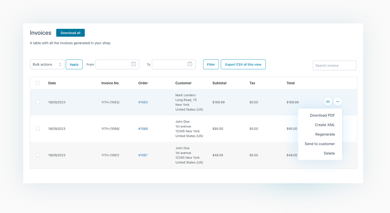 YITH WooCommerce PDF Invoice and Shipping List